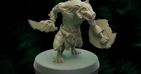 Ratkin Warrior - 28mm miniature for DnD, Tabletop games and collectors