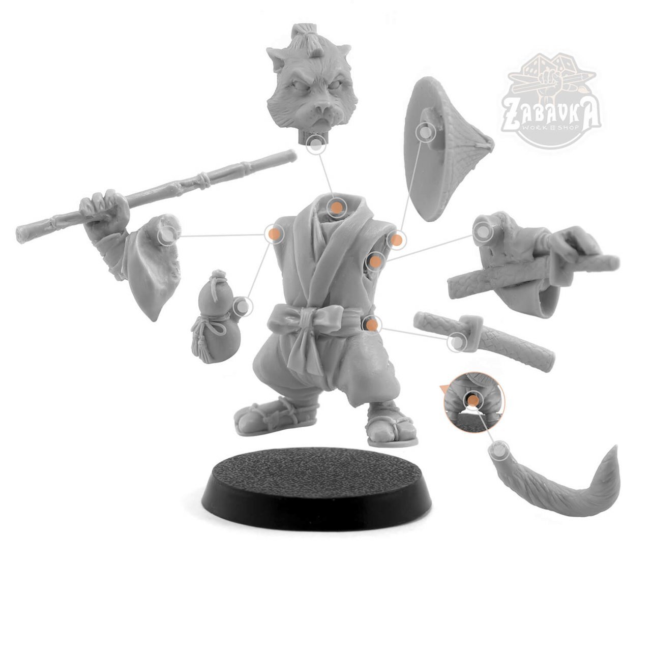 Ronin Cat - 28mm miniature for DnD, Tabletop games and collectors